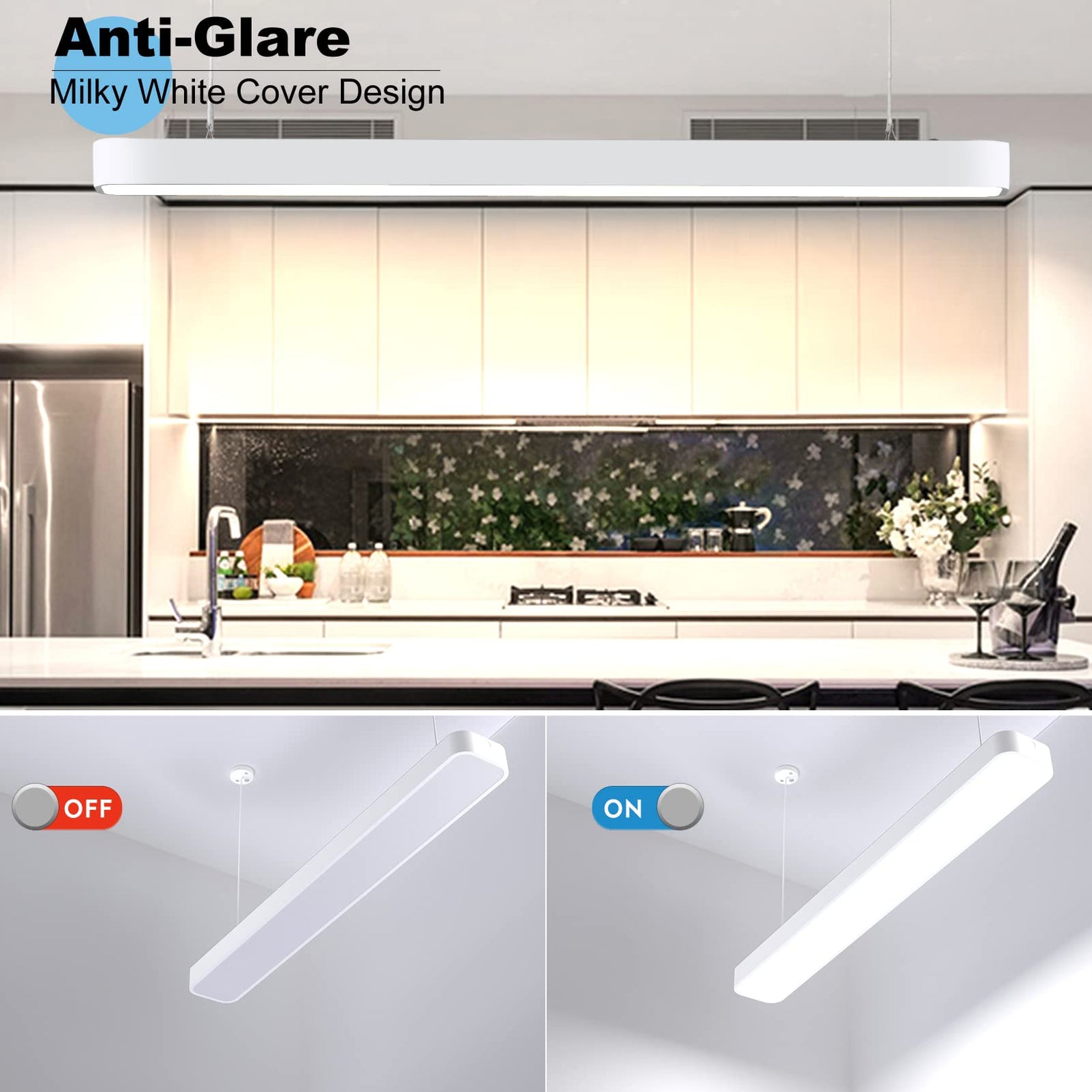 Lightdot 4 ft flush mount led shop light , 5" Wide Linear Kitchen Ceil