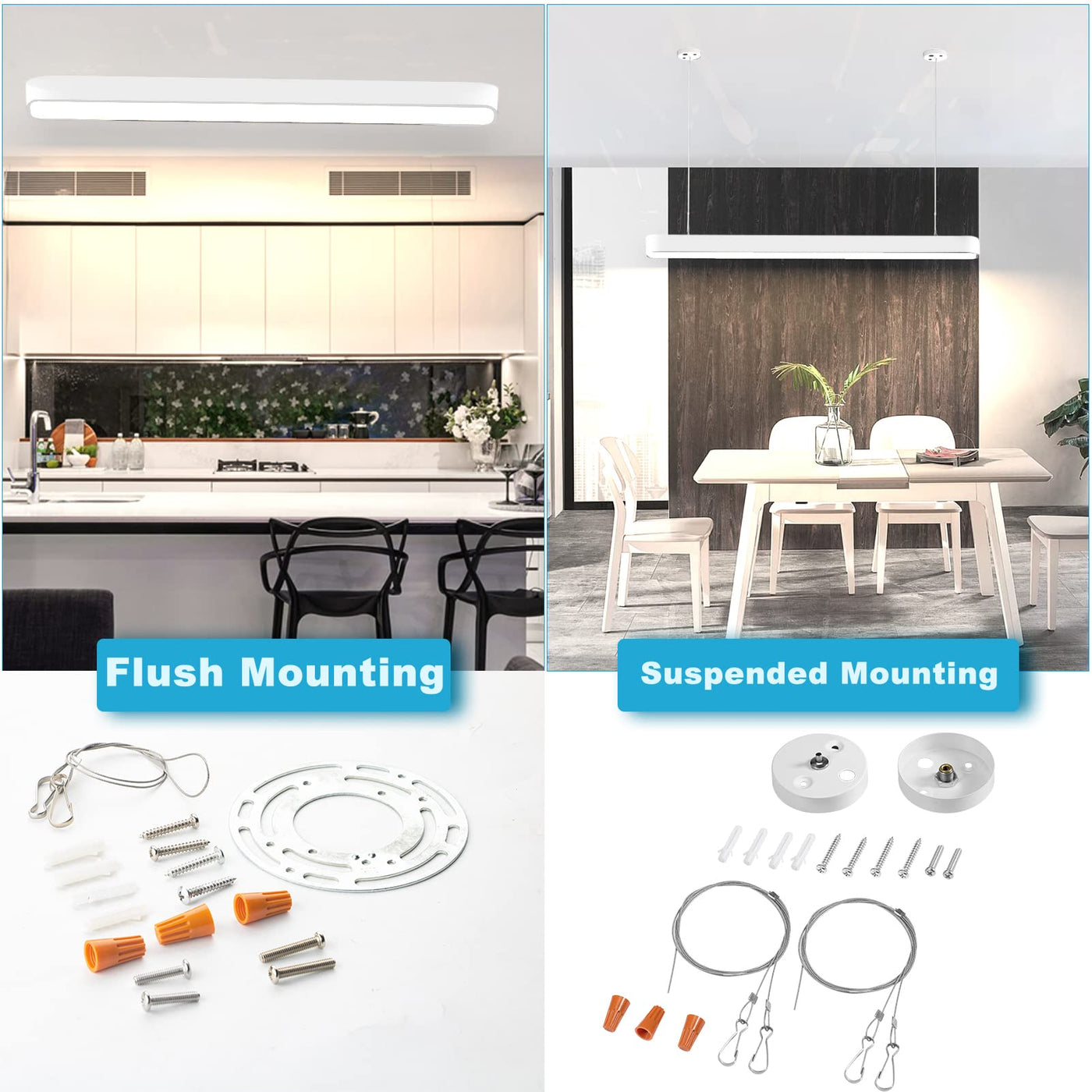 Lightdot 4 ft flush mount led shop light , 5" Wide Linear Kitchen Ceil