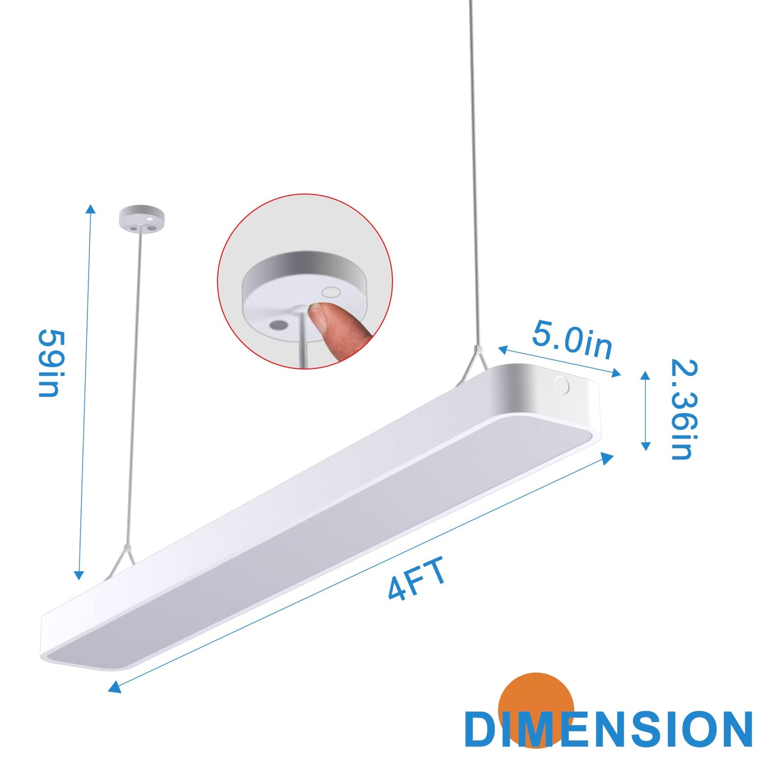 Lightdot 4 ft flush mount led shop light , 5" Wide Linear Kitchen Ceil
