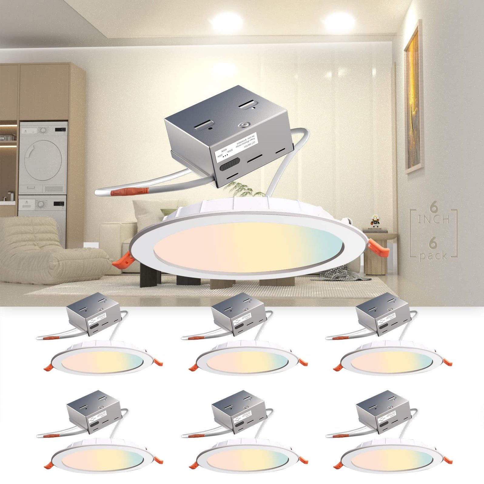 LED Recessed Lighting 6 inch 3CCT 3000K/4000K/5000K LED Can Lights Dim ...