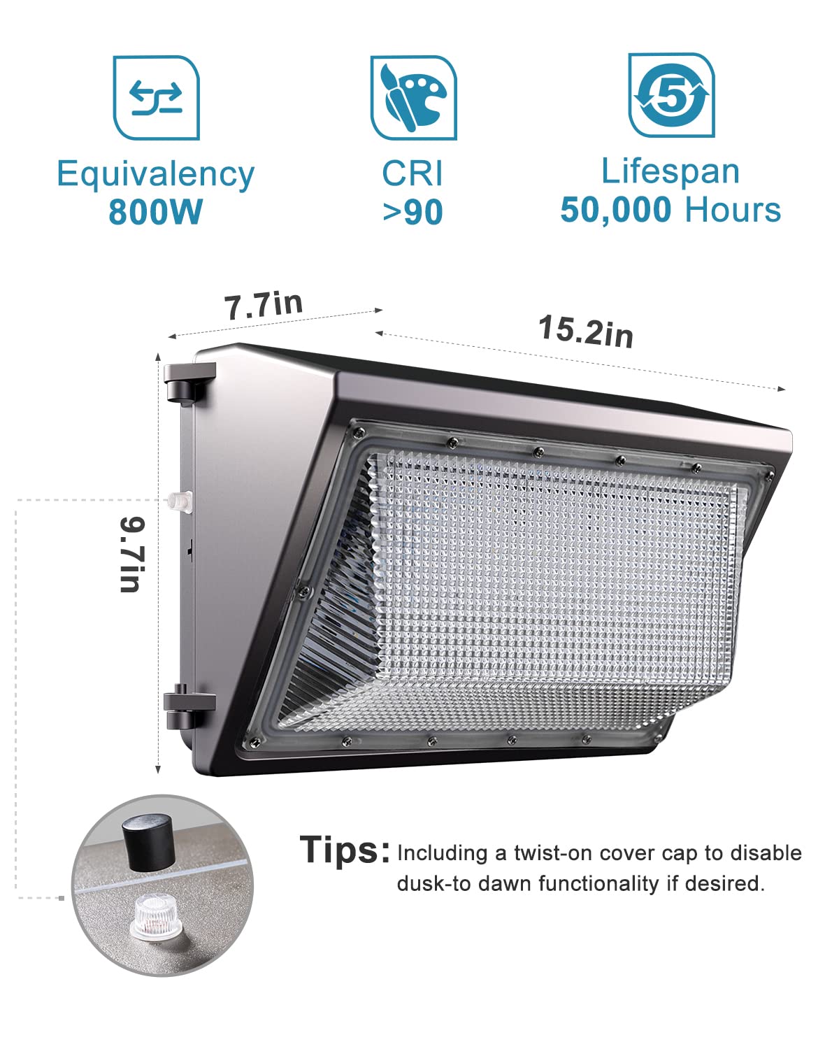 Lightdot 100W LED Wall Pack Lights, 100-277v Dusk to Dawn with Photoce