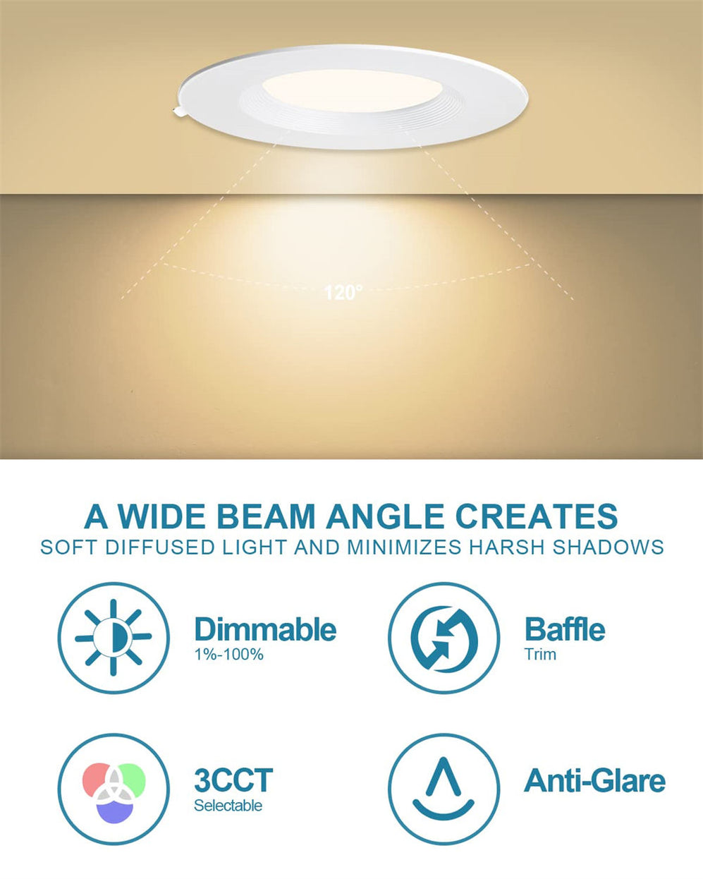 Lightdot 12 of Pack LED Recessed Lighting 6 inch 3000K/4000K/5000K LED