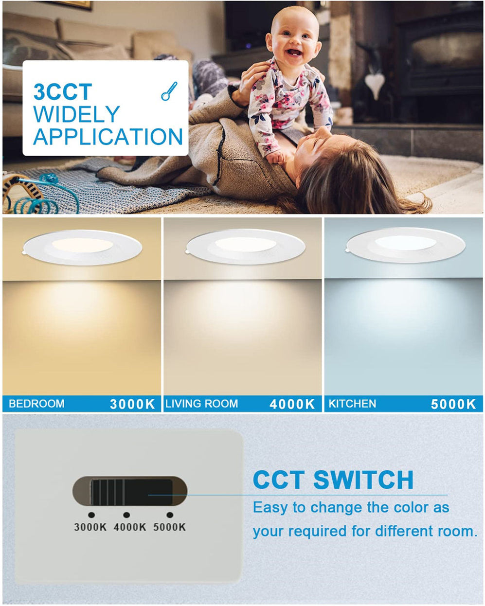 Lightdot 12 of Pack LED Recessed Lighting 6 inch 3000K/4000K/5000K LED