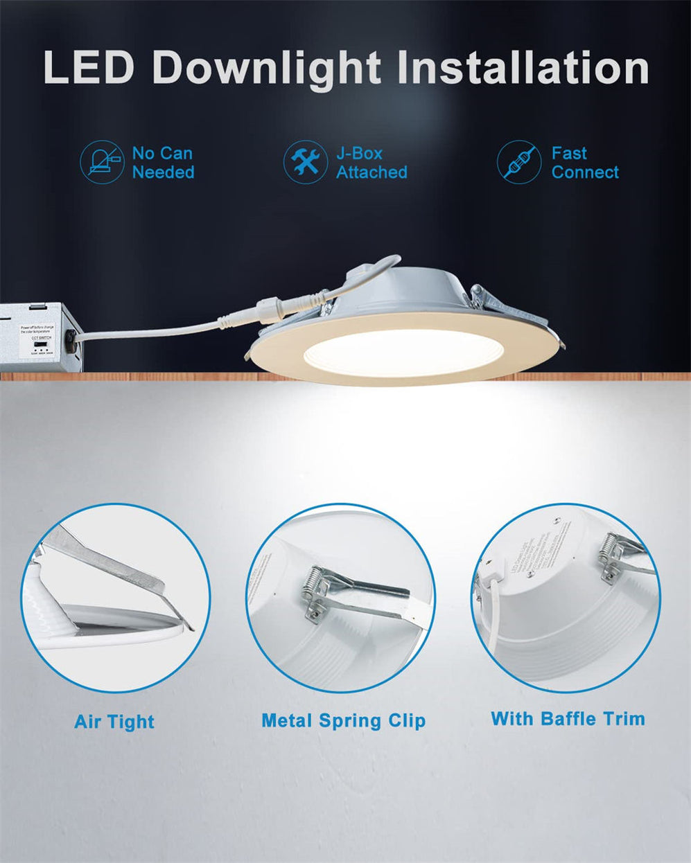 Lightdot 12 of Pack LED Recessed Lighting 6 inch 3000K/4000K/5000K LED